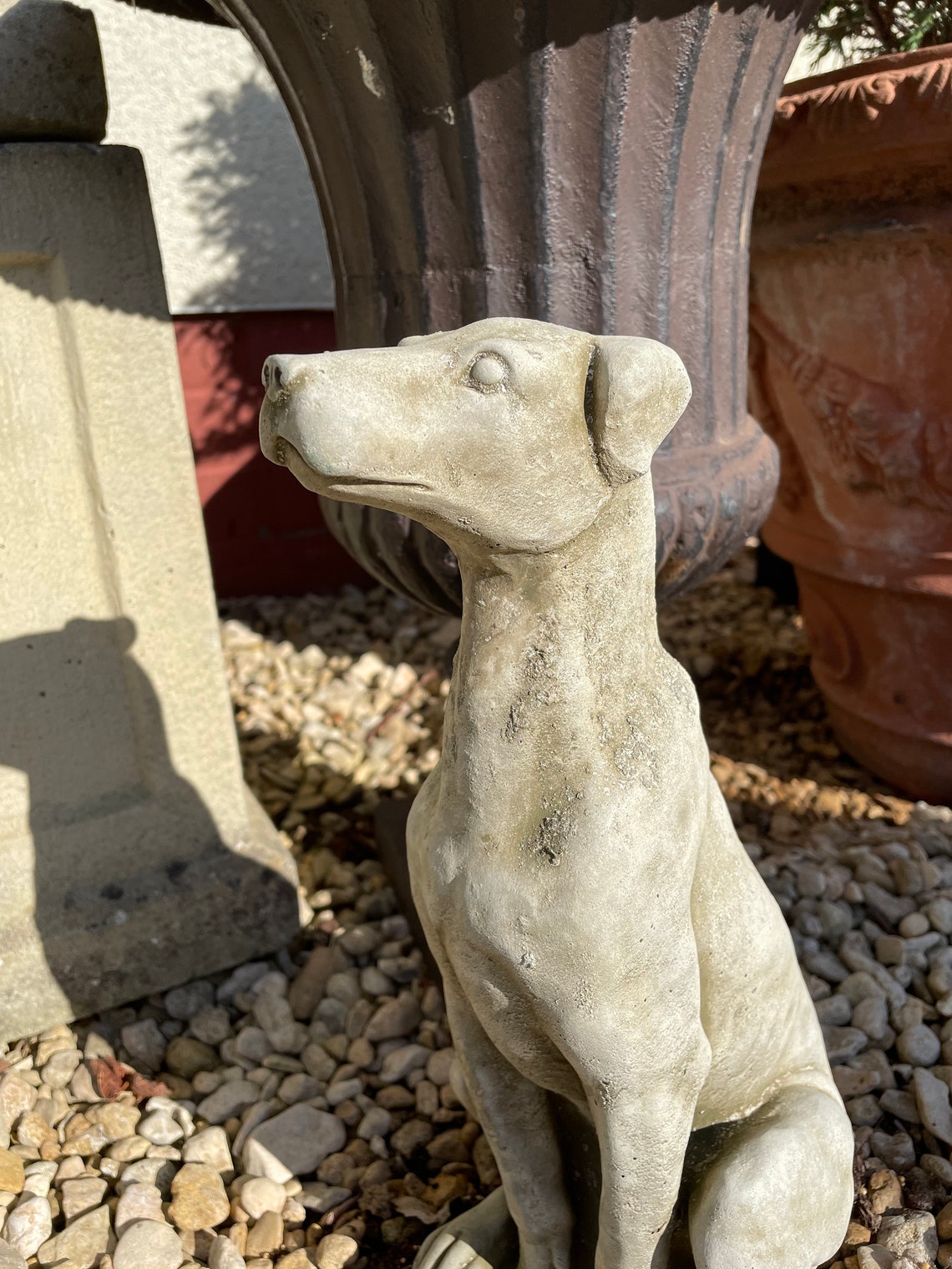 Sitting Puppy Dog Stone Statue Animal Puppy Garden Outdoor - Etsy