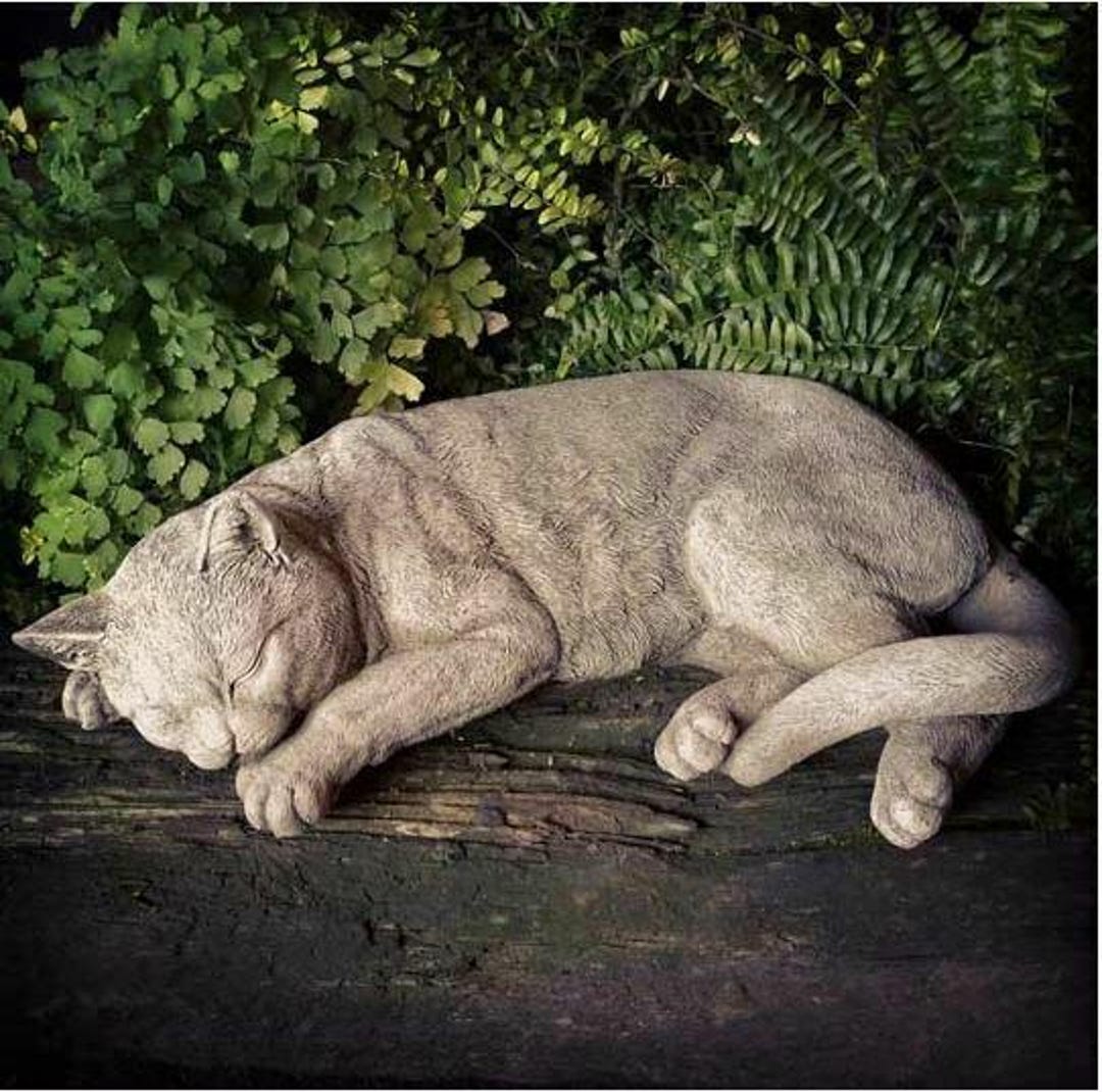 Resting Cat Statue | Reconstituted Stone Kitty Animal Concrete Garden ...