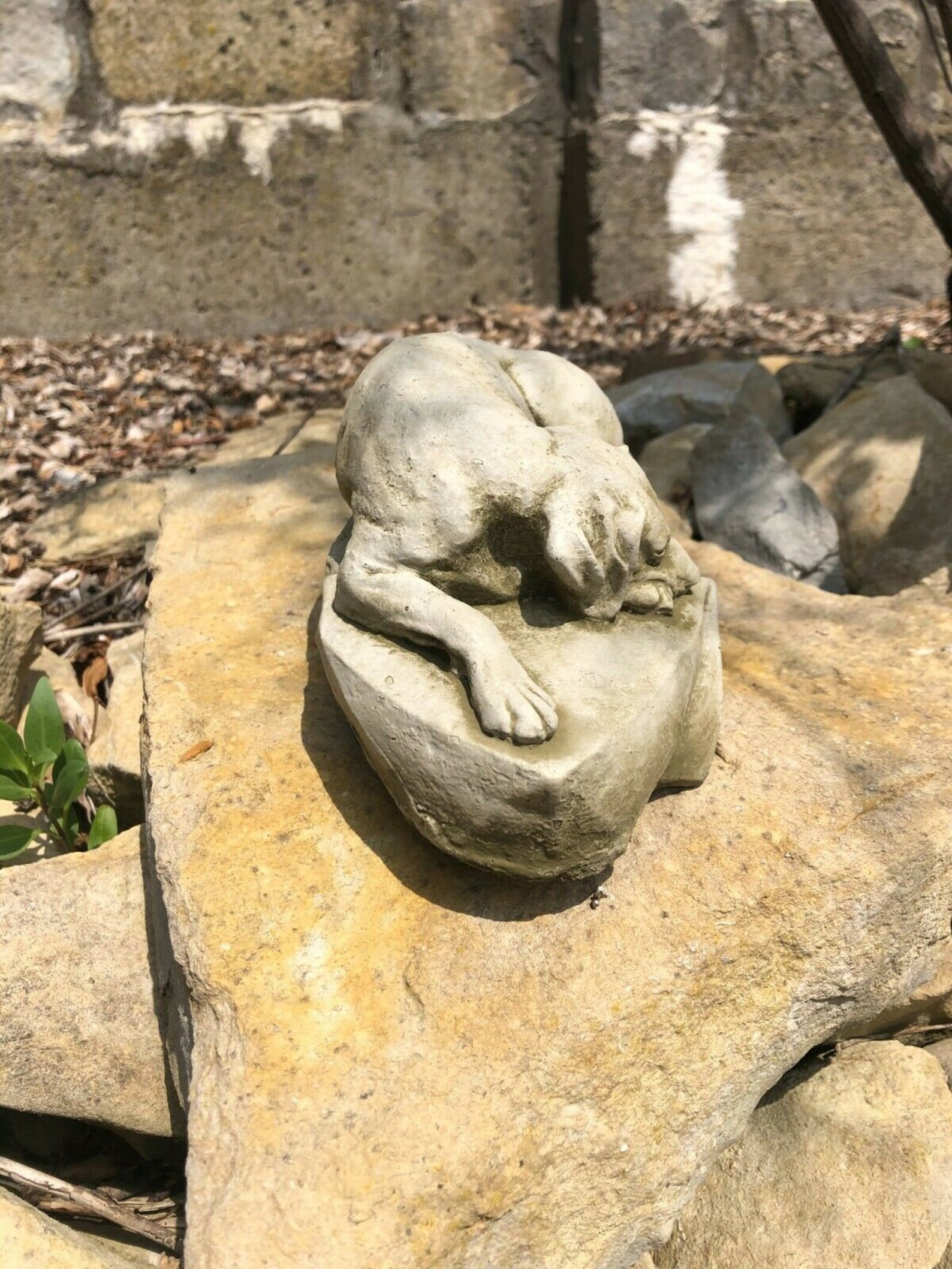 Sleeping Dog Statue Reconstituted Stone Animal Puppy - Etsy