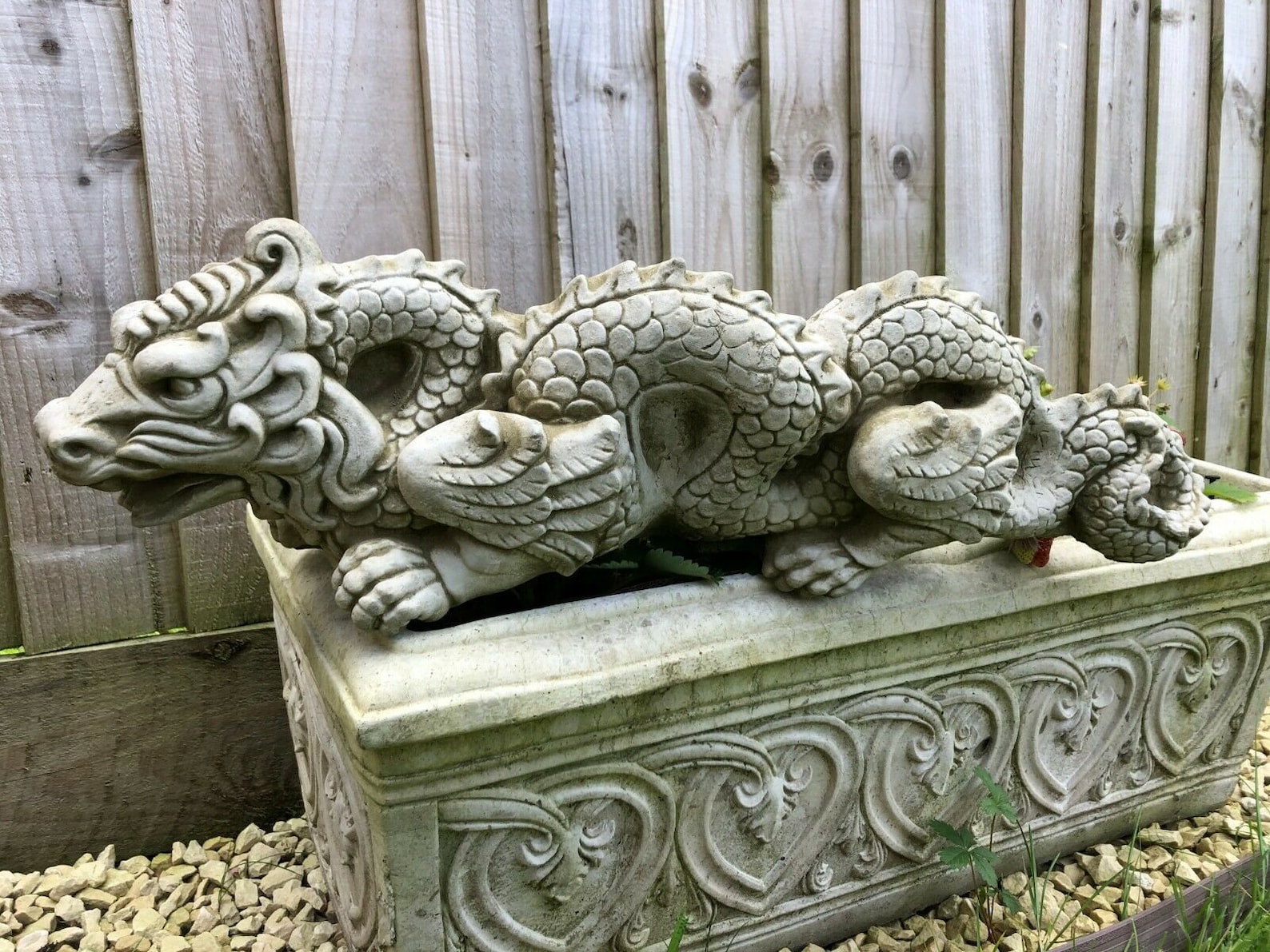 Reconstituted Stone Chinese Dragon Statue Vintage Mythical Garden ...