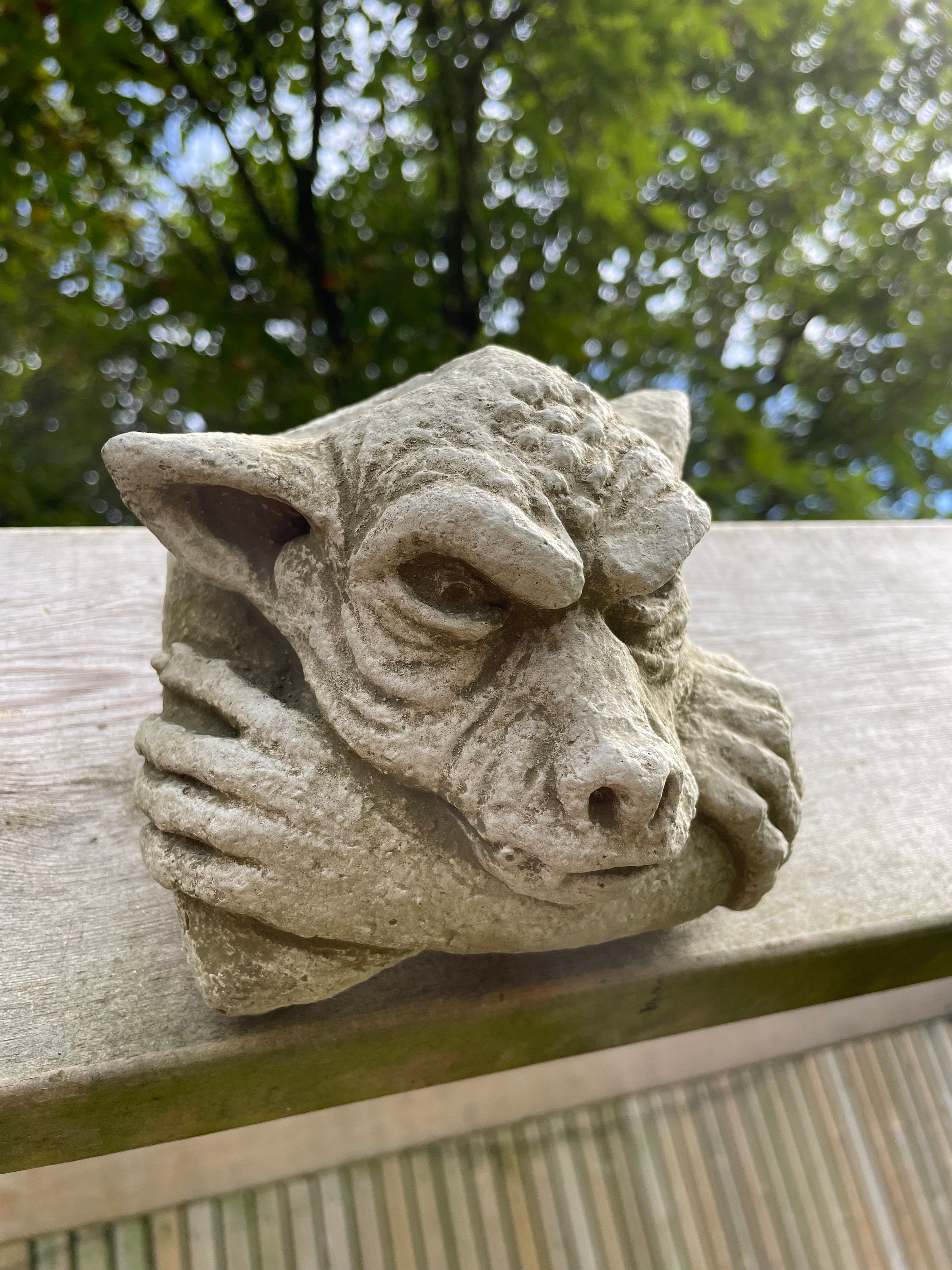 Hanging Gremlin Stone Statue gargoyle Sprite Outdoor - Etsy