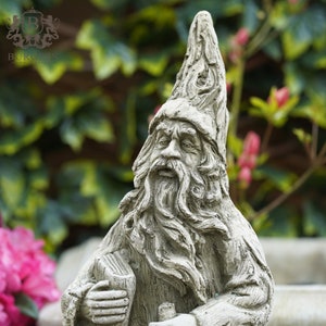 Wizard Warlock Stone Statue | Outdoor Stone Mythical Magic Garden ...