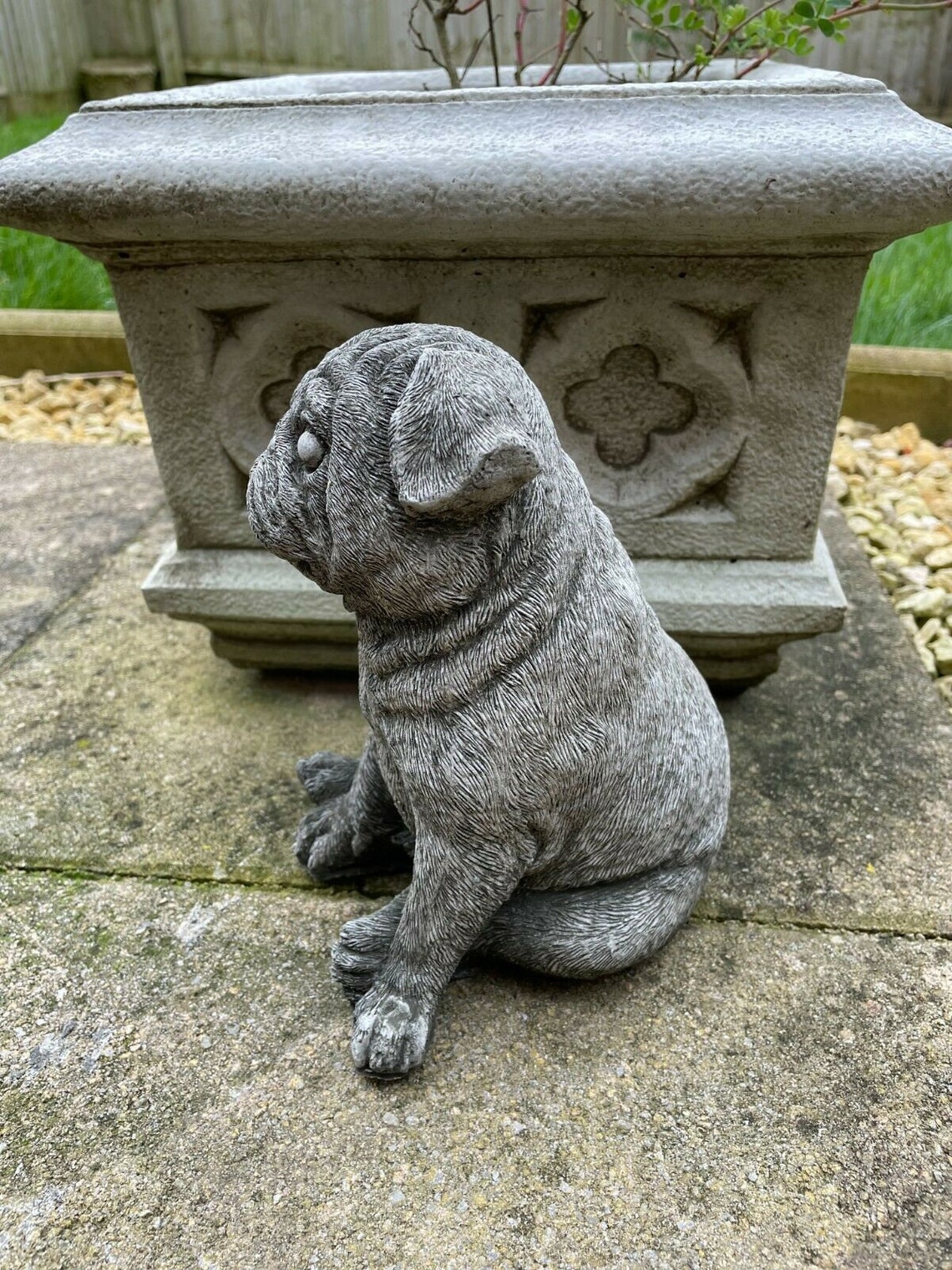 Sitting Pug Stone Statue outdoor Stone Puppy Dog Bulldog | Etsy