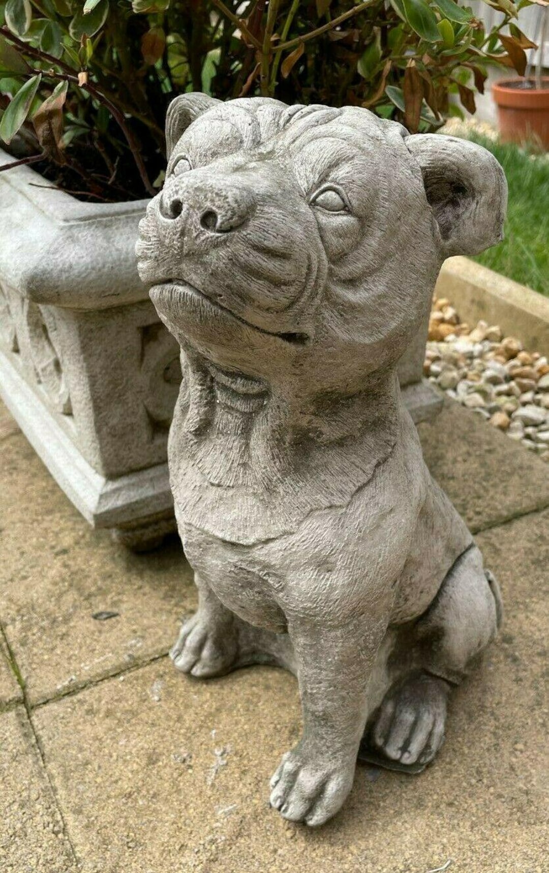 Staffordshire Bull Terrier Stone Statue | Animal Pup Dog Outdoor Garden ...