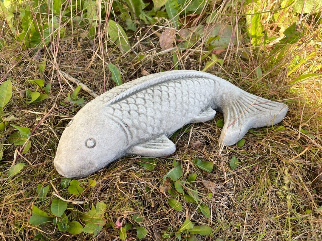Koi Carp Fish Stone Garden Statue |outdoor Animal Fishing Angling Gift ...