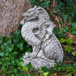 Fiery Dragon Stone Statue | Outdoor Garden Decor Mythical Wyrm Scaly ...