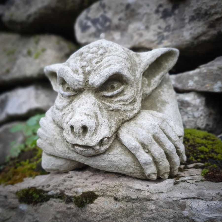 Hanging Gremlin Stone Statue gargoyle Sprite Outdoor - Etsy