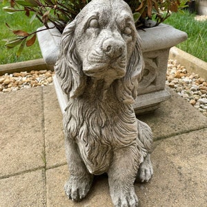Spaniel Stone Statue | Animal Puppy Dog Outdoor Garden Sculpture Figure ...