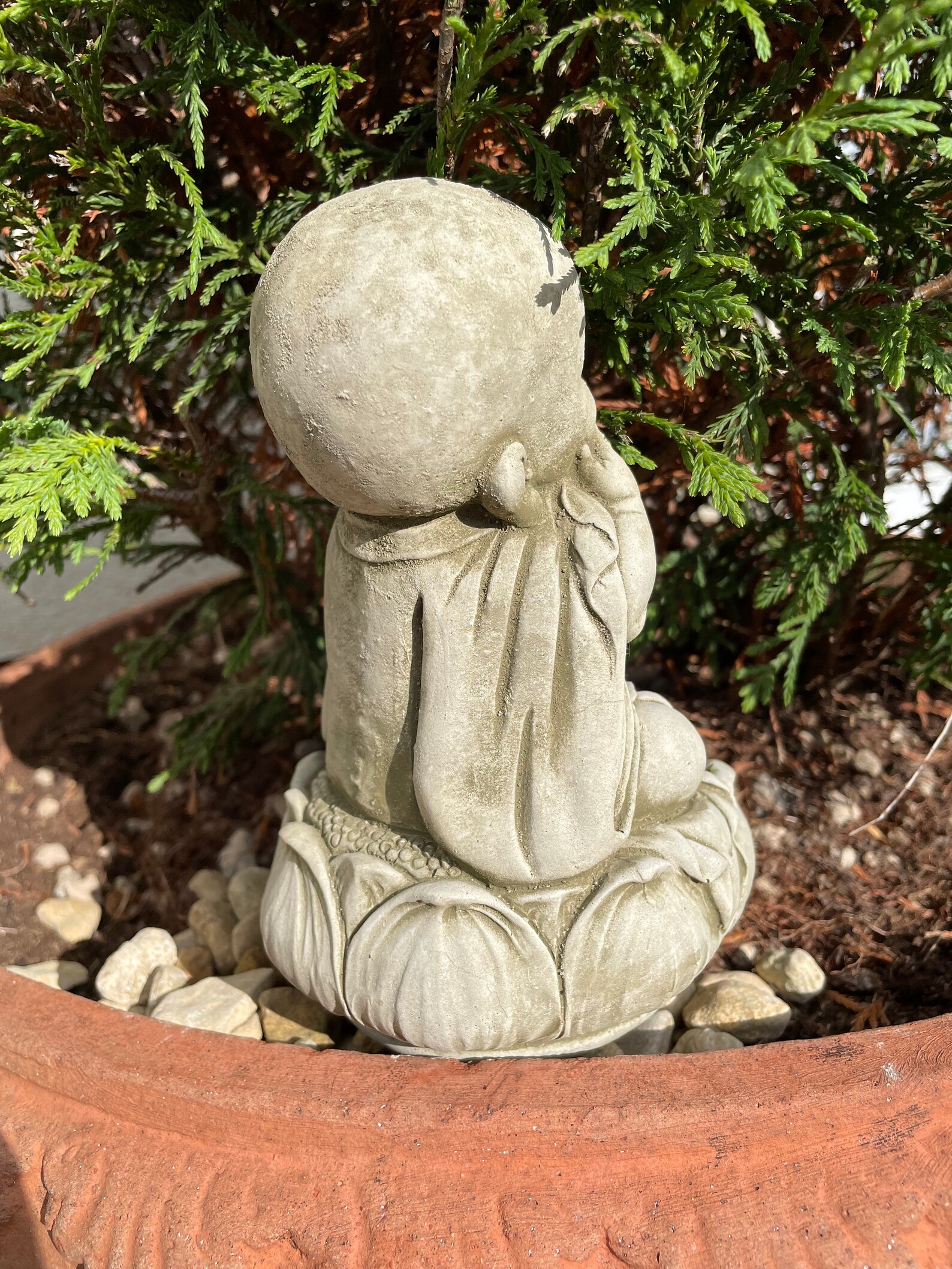 Happy Monk Stone Statue Buddha Oriental Garden Outdoor - Etsy