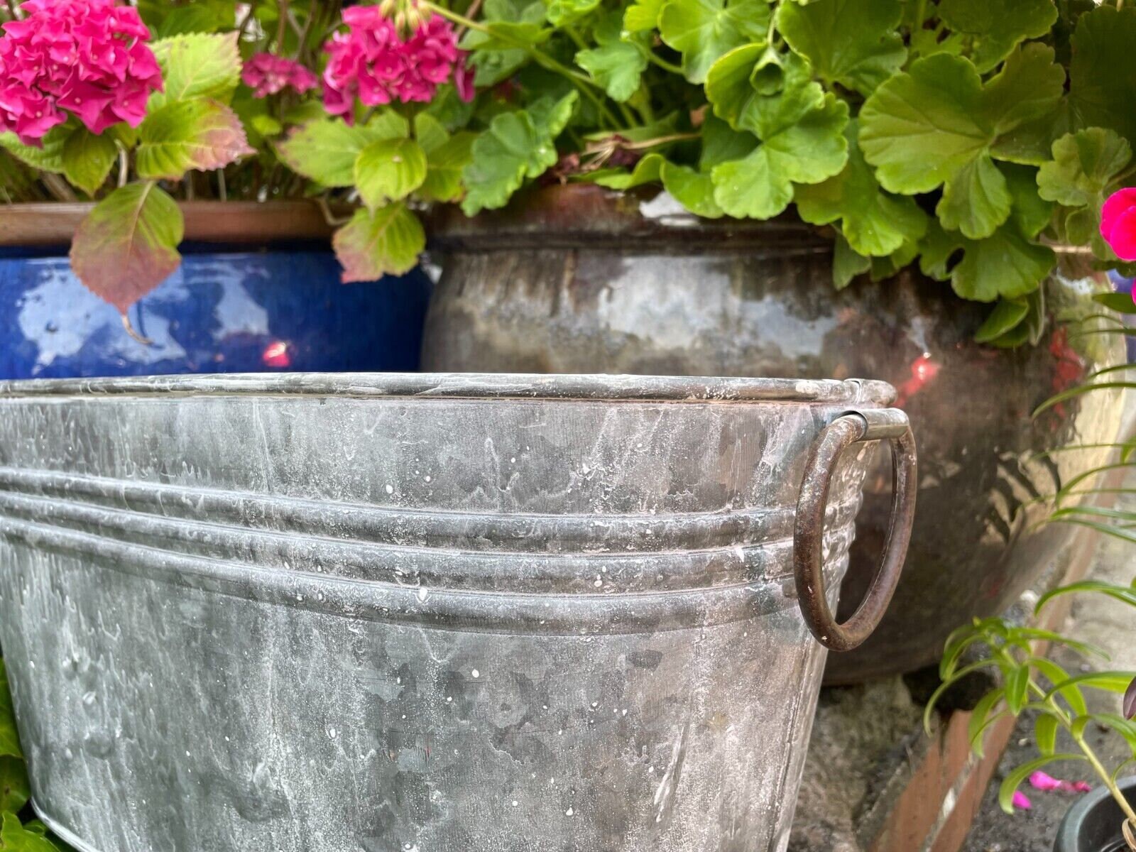 Galvanised Oval Trough W Handles Outdoor Garden Metal Steel - Etsy UK