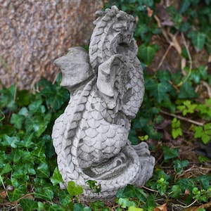 Fiery Dragon Stone Statue | Outdoor Garden Decor Mythical Wyrm Scaly ...