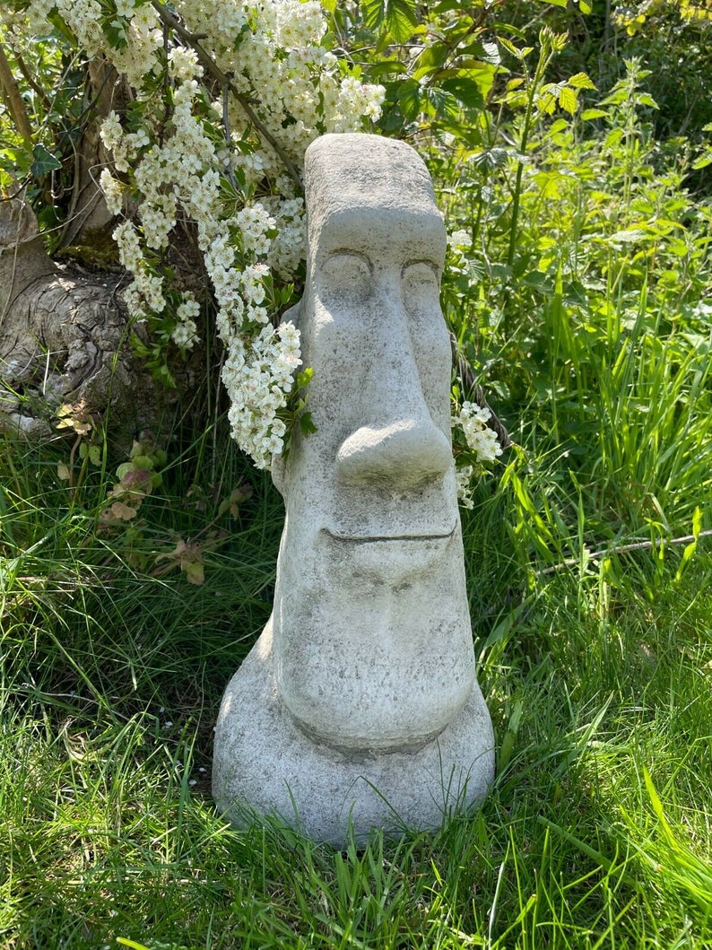 Easter Island Moai Head Bust Stone Statue |reconstituted Garden Outdoor ...