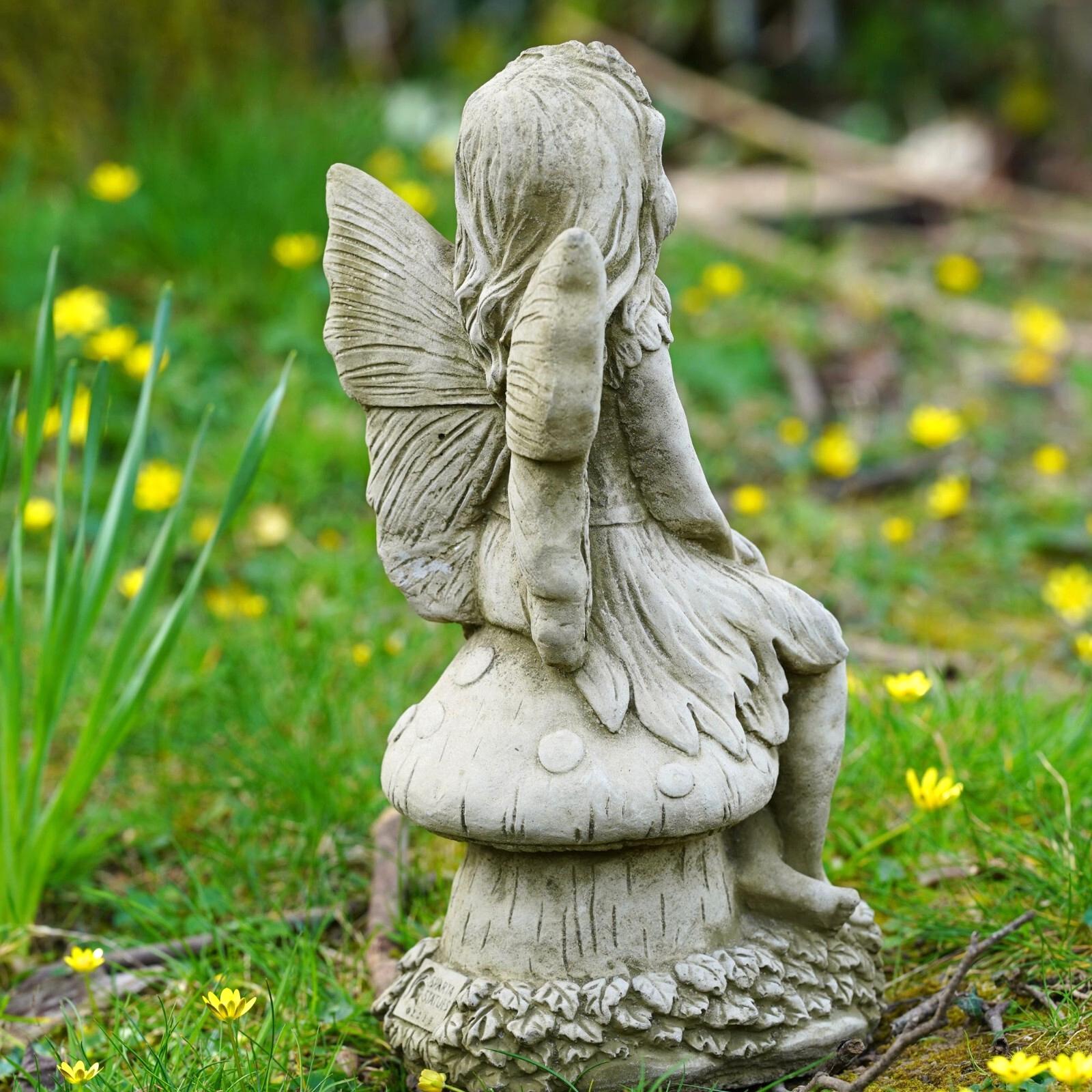 Moon Gazing Fairy Stone Statue Large Outdoor Garden Ornament Angel ...