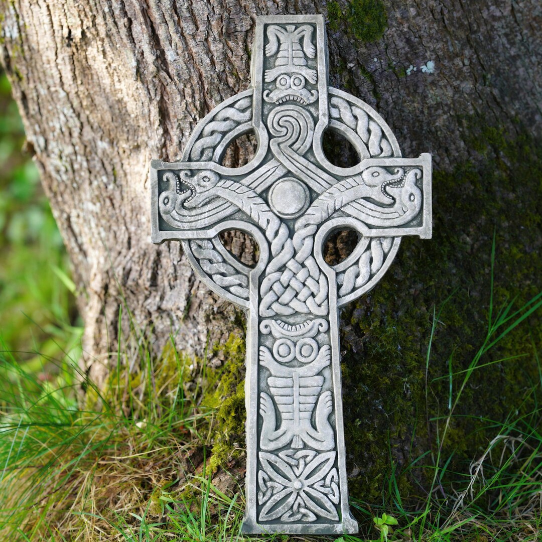 Nordic Cross Hanging Stone Plaque |outdoor Garden Ornament Viking ...