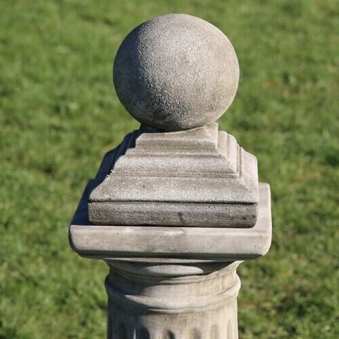 Stepped Stone Ball Finials Limestone Gate Post Tops Garden Ornament ...