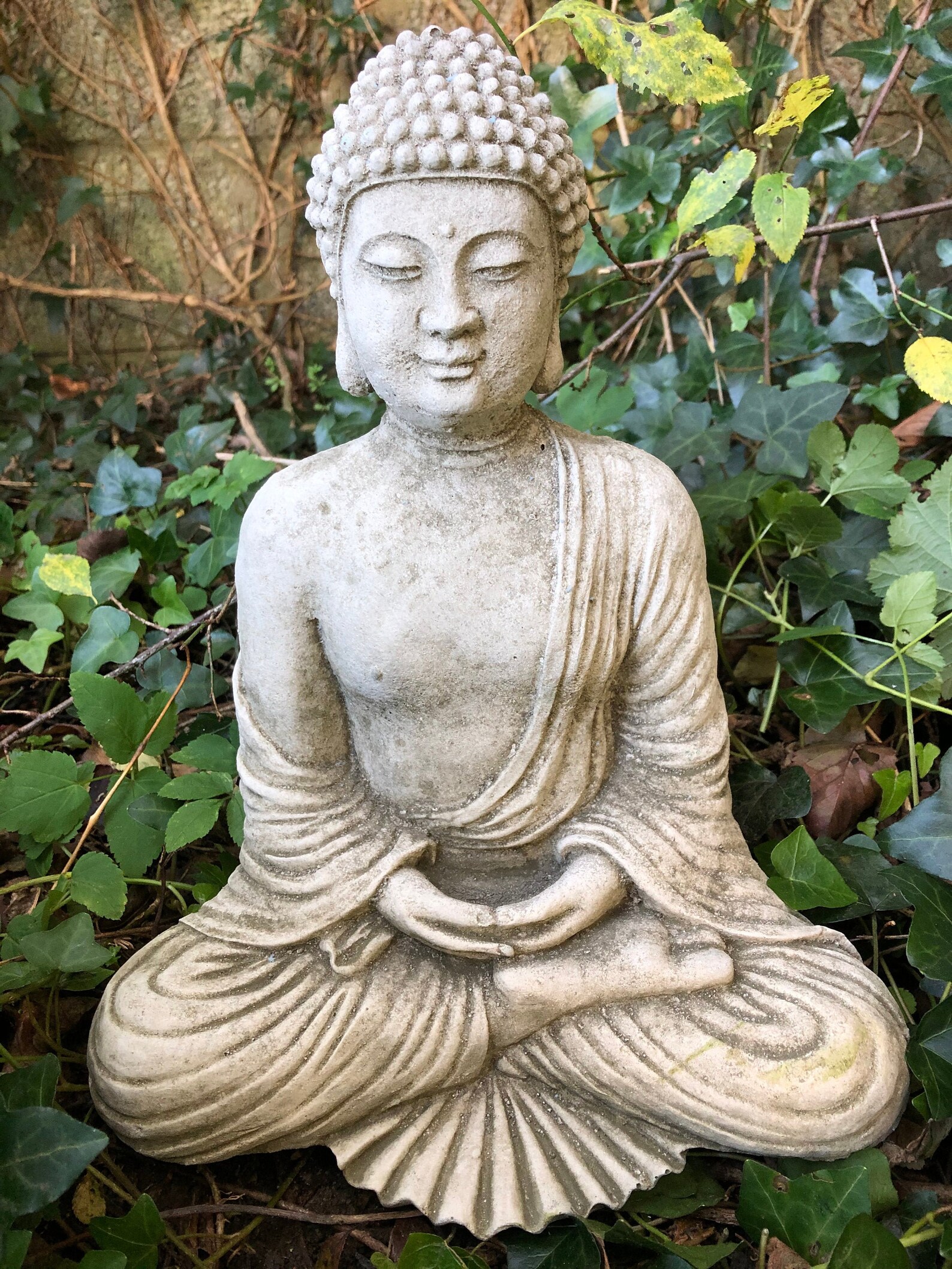 Reconstituted Stone Robed Buddha Statue Vintage Finish - Etsy
