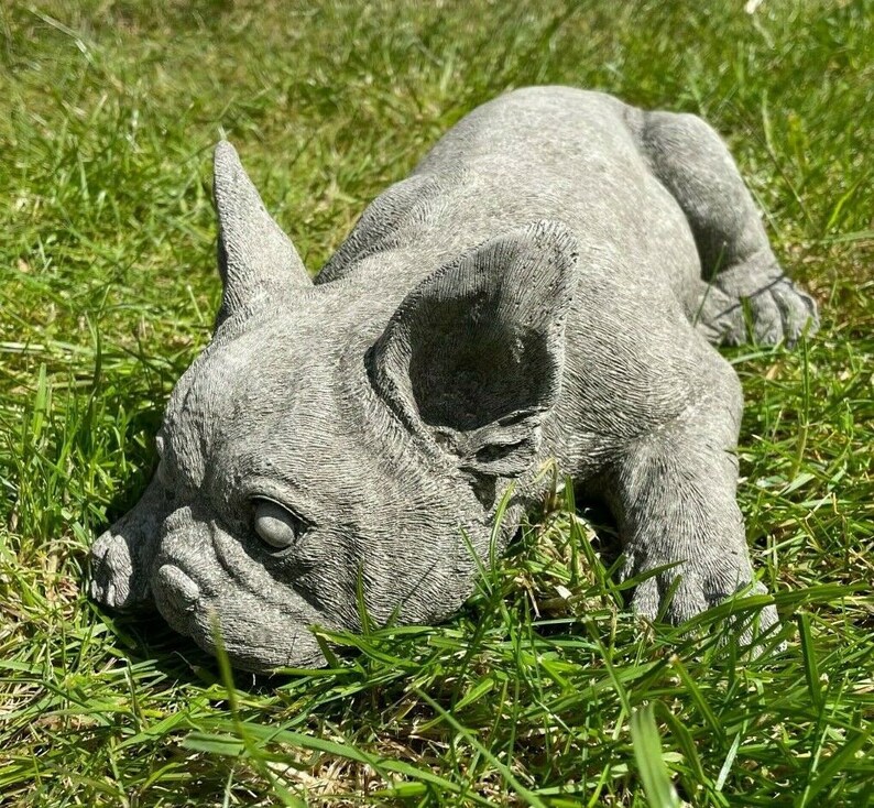 French Bulldog Stone Garden Statue Reconstituted Outdoor - Etsy