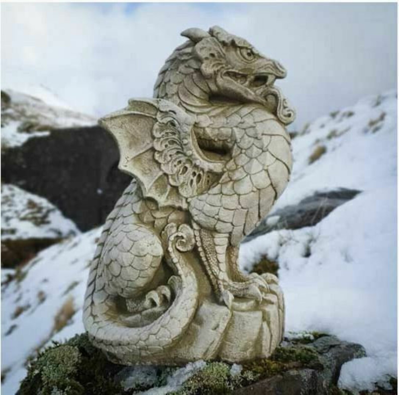 Scaly dragon statue reconstituted stone mythical concrete - Etsy 日本
