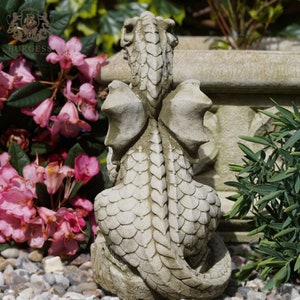 Scaly Dragon Stone Statue | Outdoor Garden Ornament Mythical Animal ...