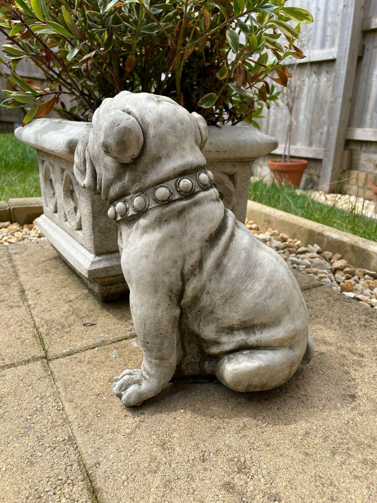British English Bulldog Stone Statue | Animal Dog Puppy Outdoor Garden ...