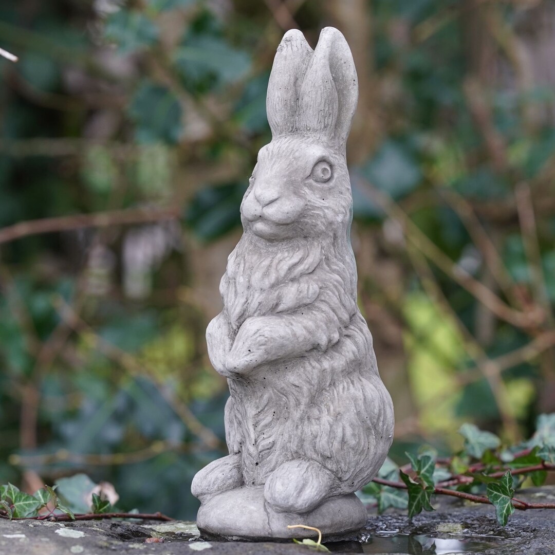 Sitting Bunny Rabbit Stone Statue |wildlife Animal Outdoor Decor Garden ...