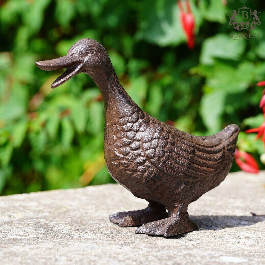 Happy Duck Cast Iron Ornament | Farm Animal Statue Sculpture Home ...