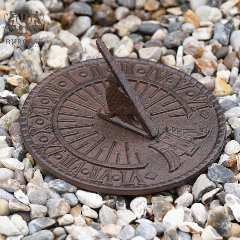 Cast Iron Sun Dial B | Antique Style Metal Home Garden Ornament ...