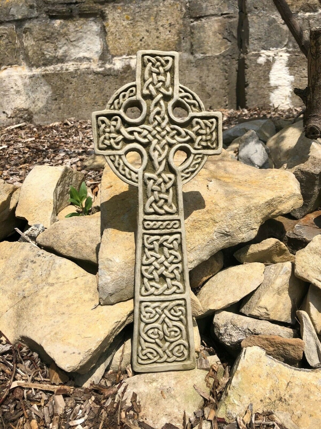Reconstituted Stone Celtic Cross Plaque | Hanging Ancient Gift Vintage ...