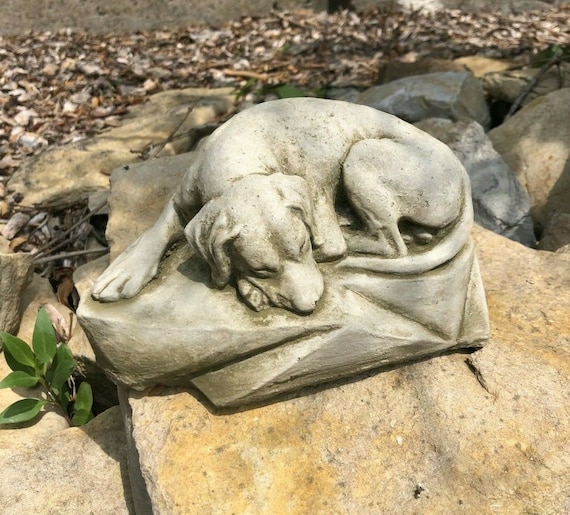 Sleeping Dog Statue Reconstituted Stone Animal Puppy - Etsy UK