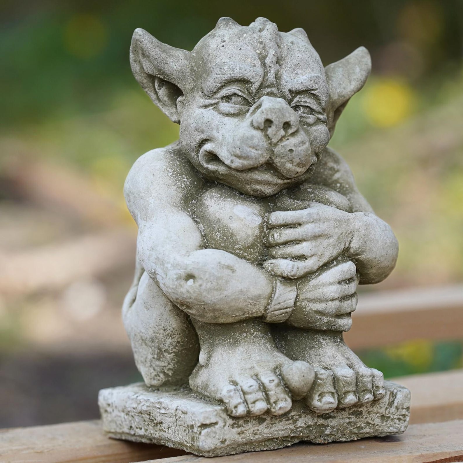 Watchful Gargoyle Stone Statue Gremlin Sprite Outdoor Garden Ornament ...