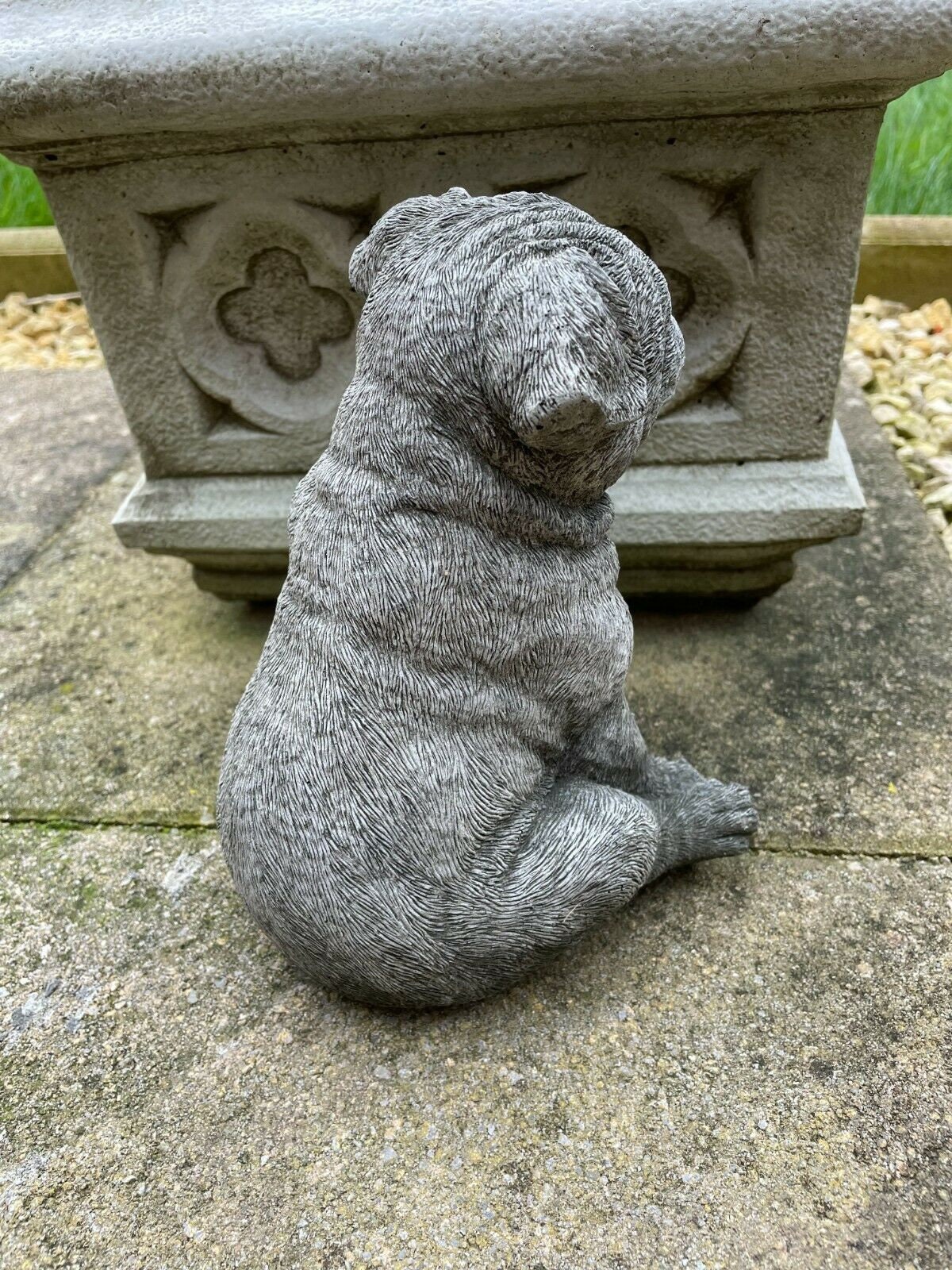 Sitting Pug Stone Statue outdoor Stone Puppy Dog Bulldog - Etsy