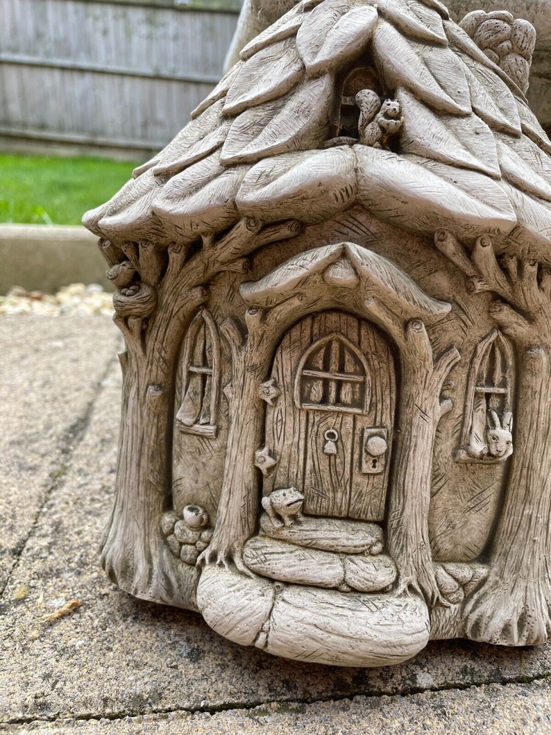 Fairy House Stone Statue Garden Outdoor Home Tree Animal - Etsy