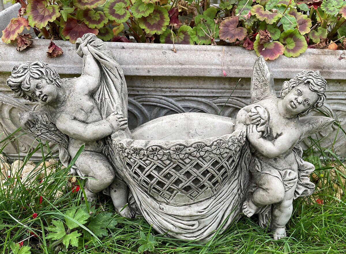 Cherub Planter Stone Statue garden Outdoor Classical Trough - Etsy