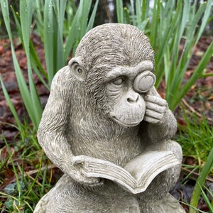 Studious Monkey Ape Stone Garden Statue | Outdoor Animal African ...
