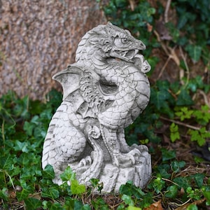 Fiery Dragon Stone Statue | Outdoor Garden Decor Mythical Wyrm Scaly ...