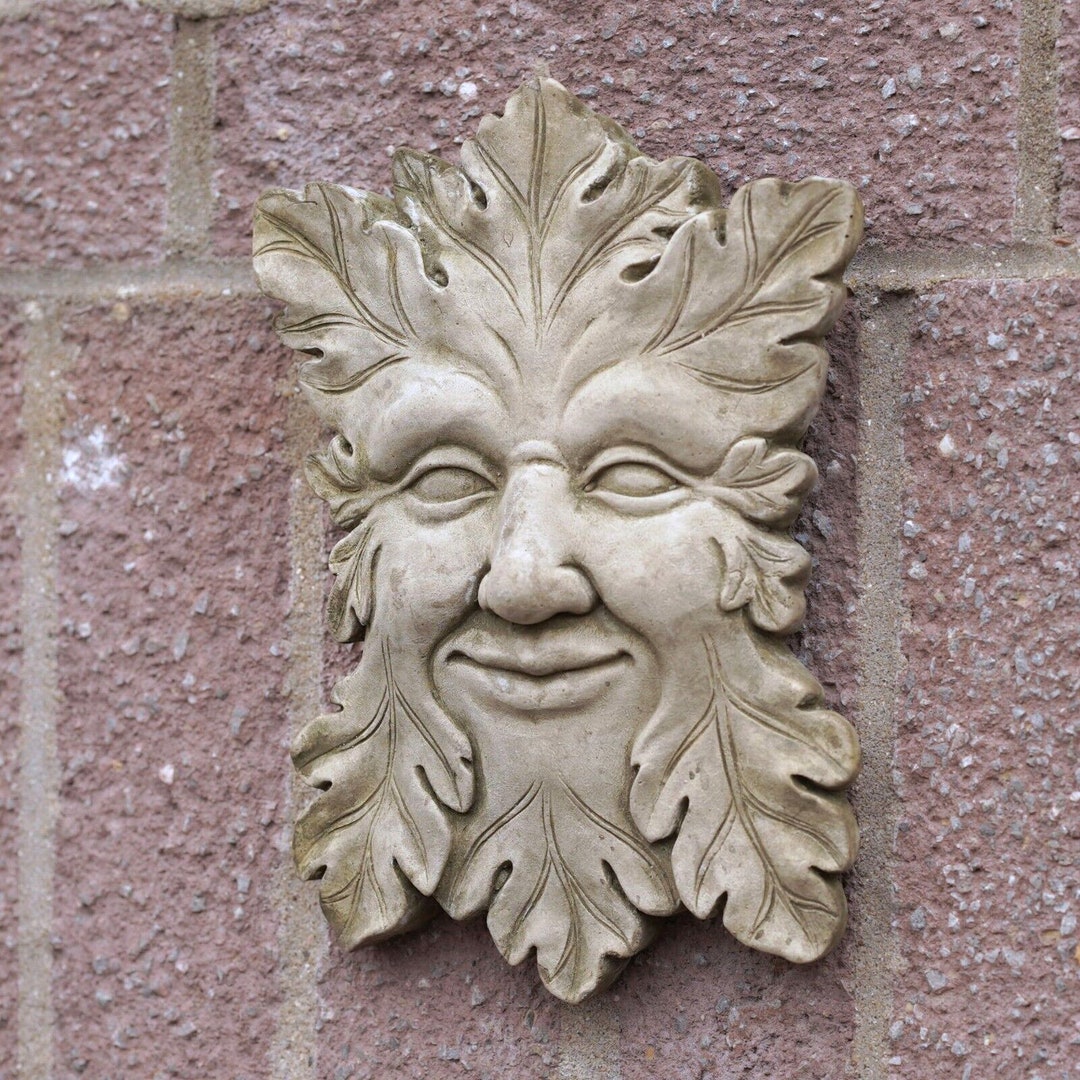 Arbor Greenman Stone Hanging Plaque | Outdoor Statue Sign Garden ...