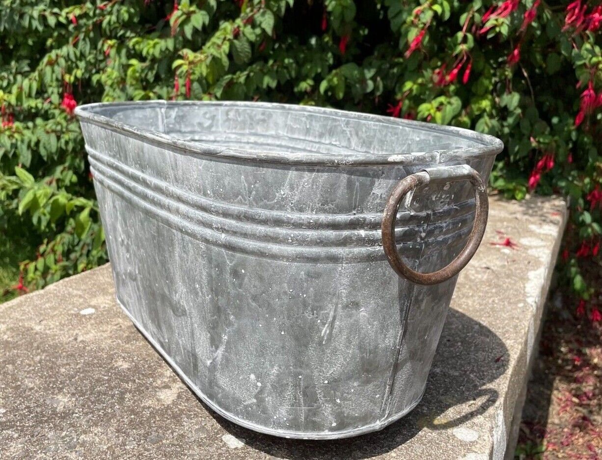 Galvanised Oval Trough W Handles Outdoor Garden Metal Steel - Etsy UK