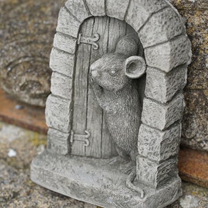 Mouse Door Stone Statue | Garden Outdoor Home Tree Animal Decoration ...