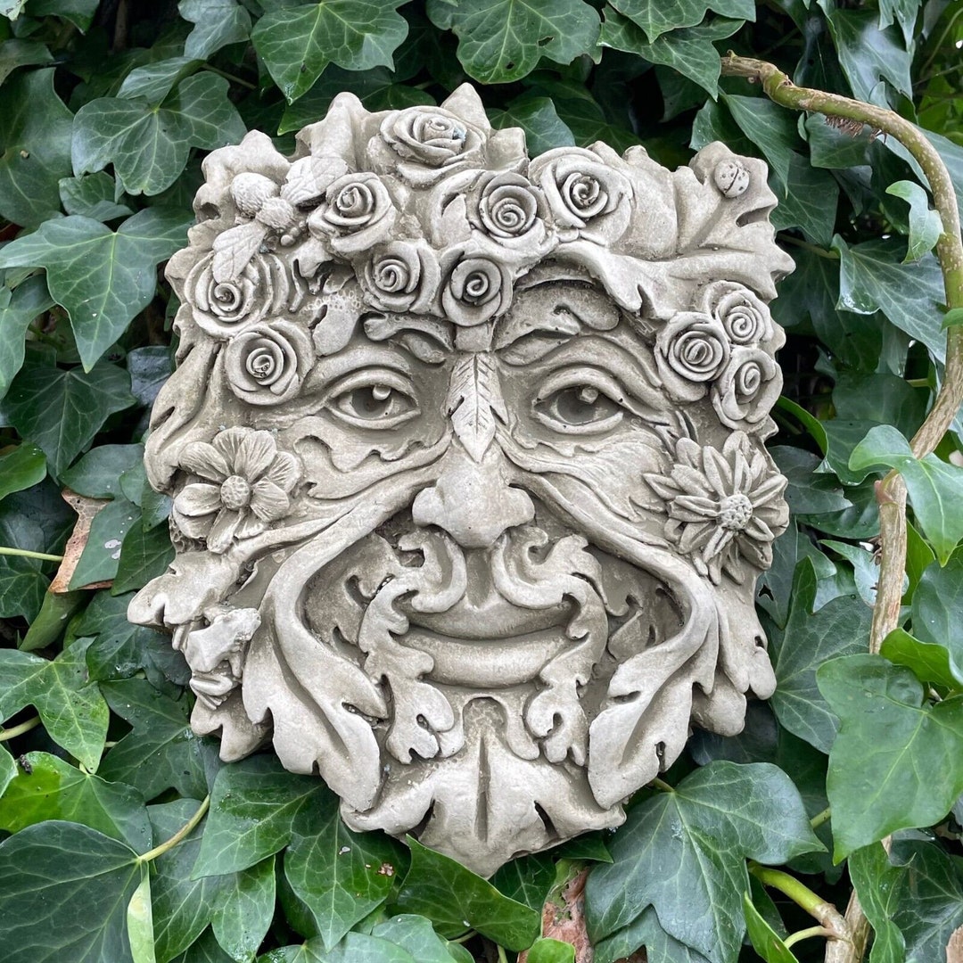 Summer Green Man Stone Hanging Plaque | Four Seasons Ivy Outdoor Garden ...