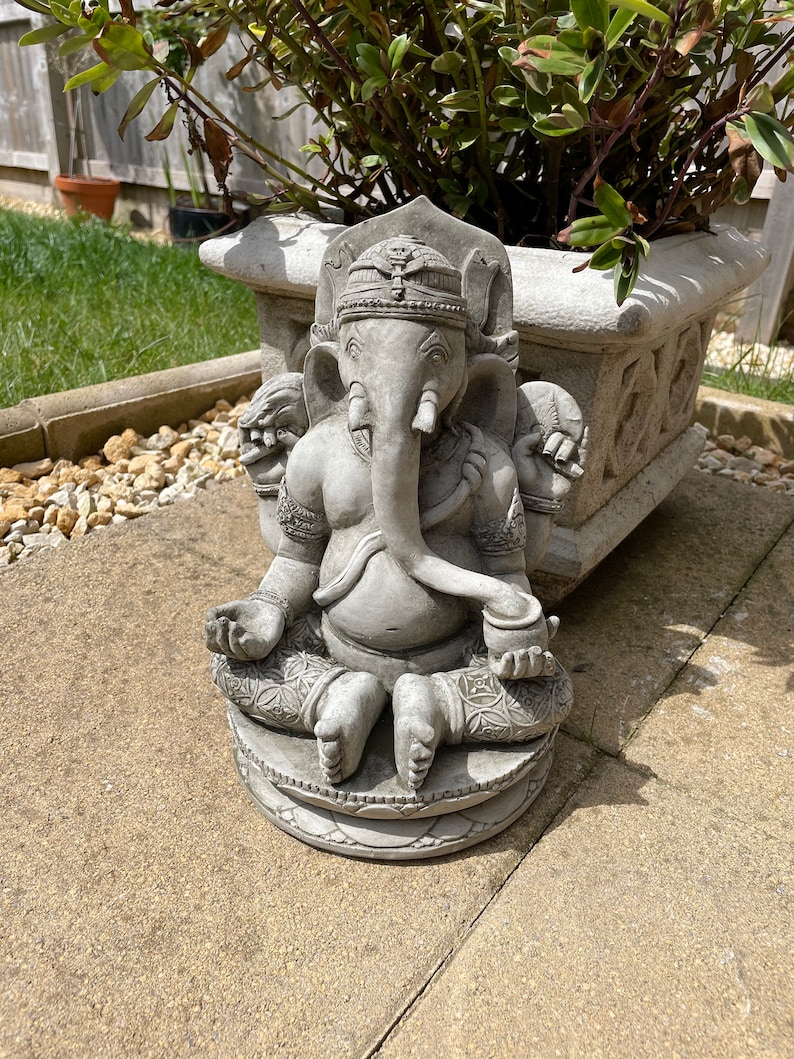 Oriental Ganesh Stone Garden Statue Reconstituted Outdoor - Etsy