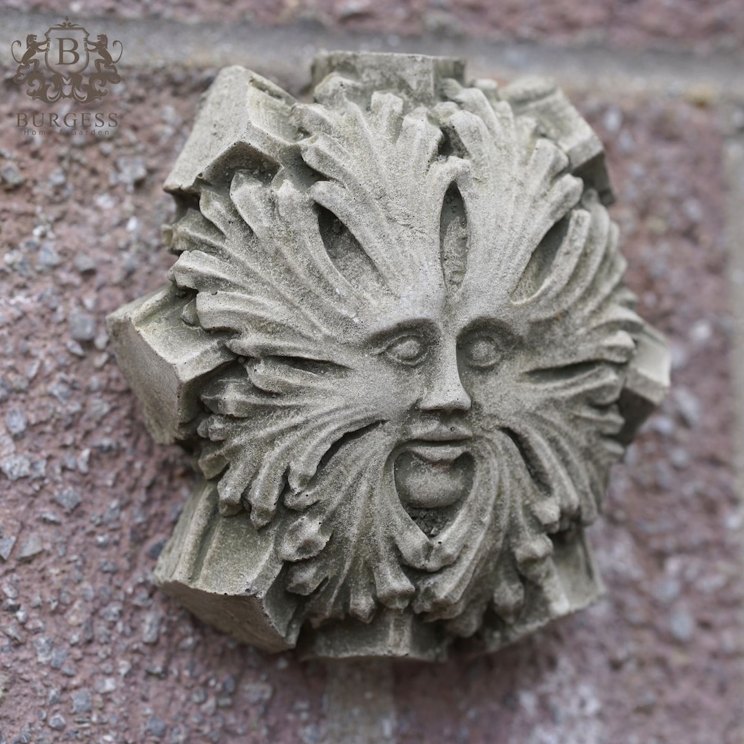 Cathedral Green Man Stone Hanging Plaque | Outdoor Bacchus Statue ...