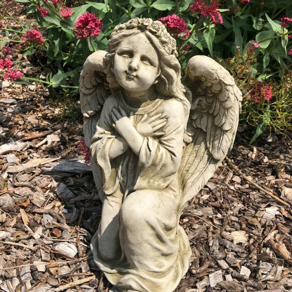 Garden Angel Kneeling Statue - Etsy