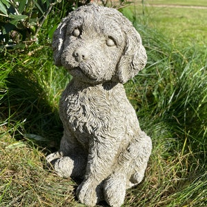 Cockapoo Puppy Dog Stone Statue Animal Garden Outdoor Ornament ...