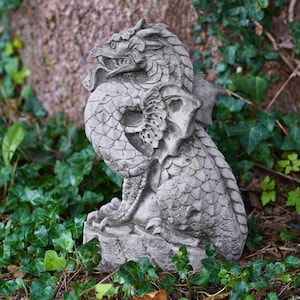 Fiery Dragon Stone Statue | Outdoor Garden Decor Mythical Wyrm Scaly ...