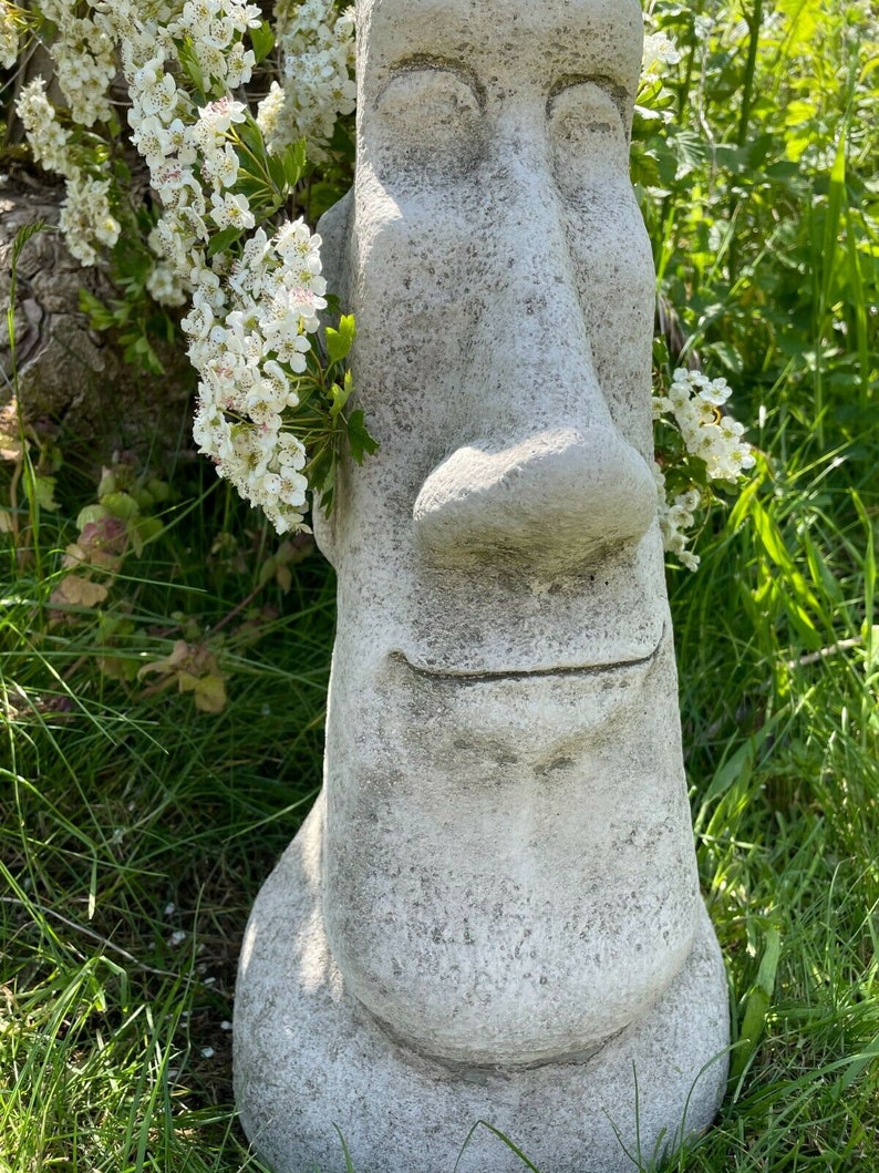 Easter Island Moai Head Bust Stone Statue |reconstituted Garden Outdoor ...