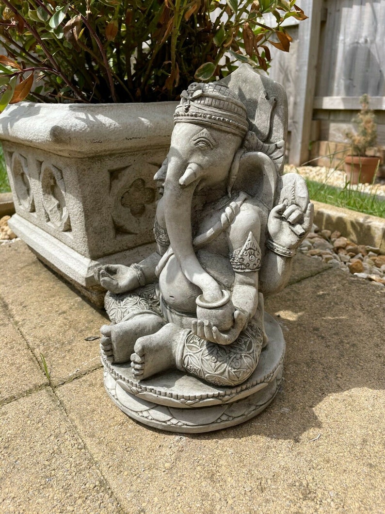 Oriental Ganesh Stone Garden Statue Reconstituted Outdoor - Etsy