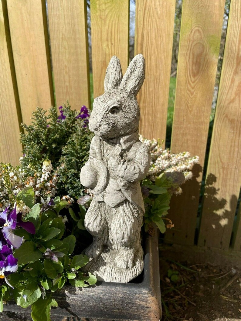 Mini Peter Rabbit Stone Statue Beatrix Potter Animal Garden | Etsy