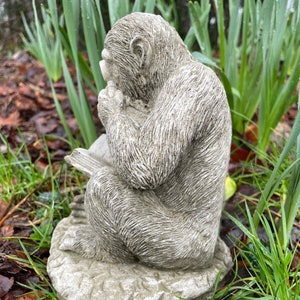 Studious Monkey Ape Stone Garden Statue | Outdoor Animal African ...