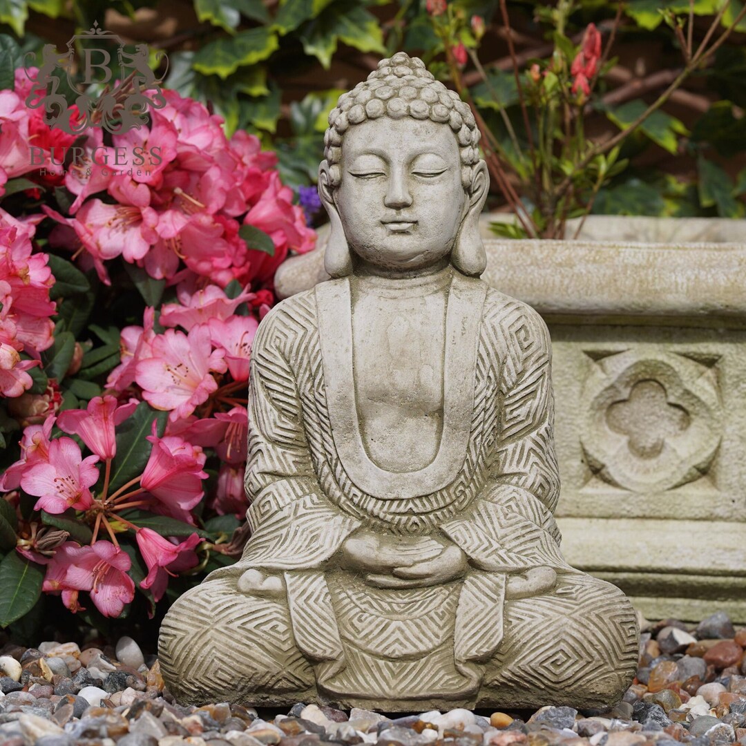 Karma Buddha Stone Statue | Monk Oriental Garden Outdoor Decoration ...
