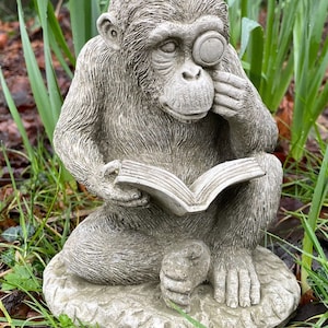 Studious Monkey Ape Stone Garden Statue | Outdoor Animal African ...
